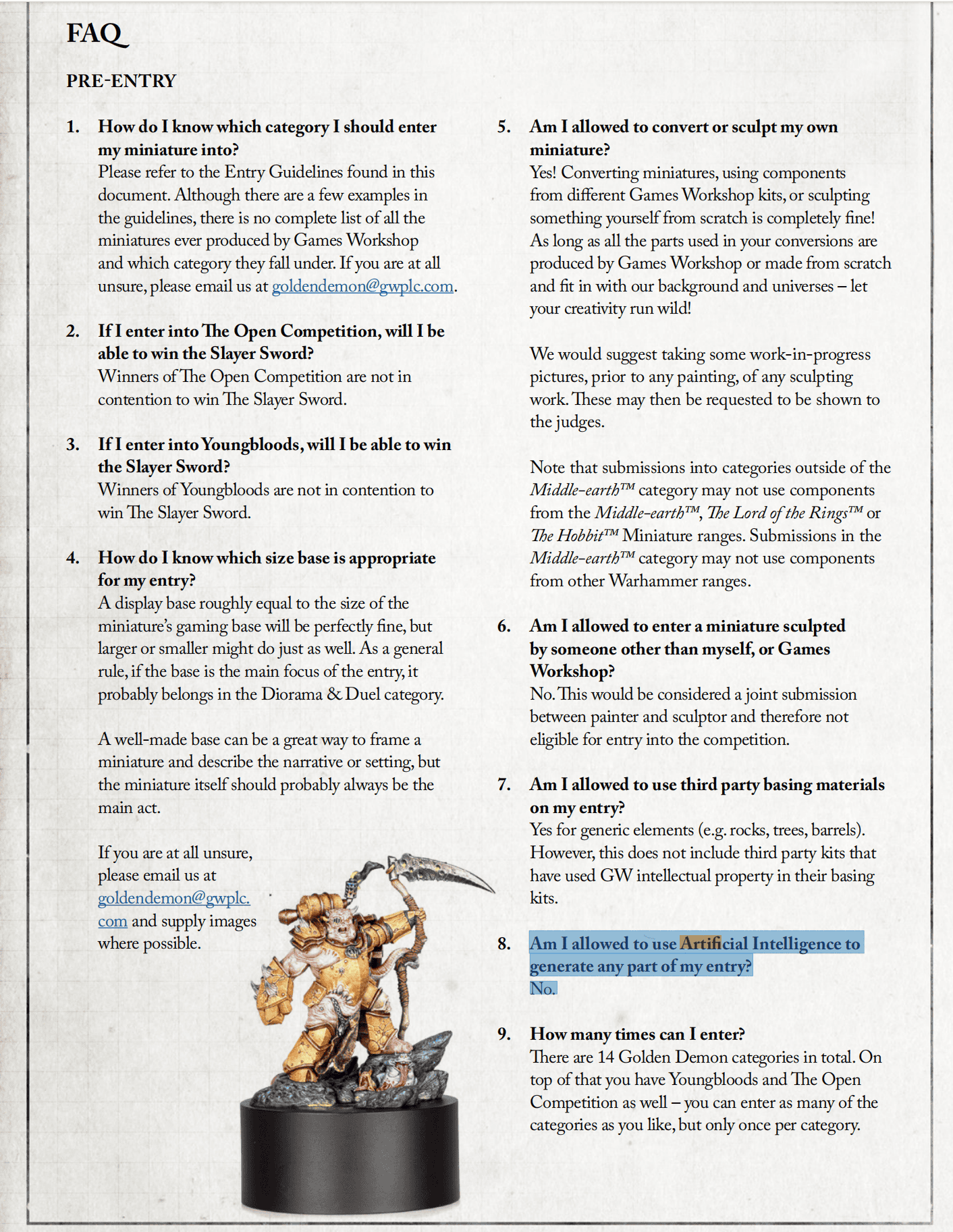 Games Workshop Revises Rules to Exclude AI in Golden Demon Contest ...